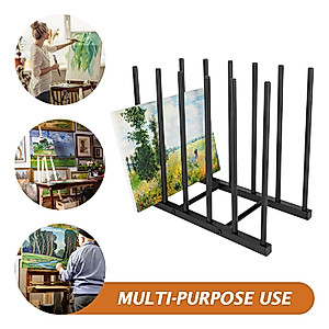 ikkle Art Storage Rack Painting Canvas Storage Rack, Metal Drawing Storage Rack for Canvas Frame Drawing Board (Black)
