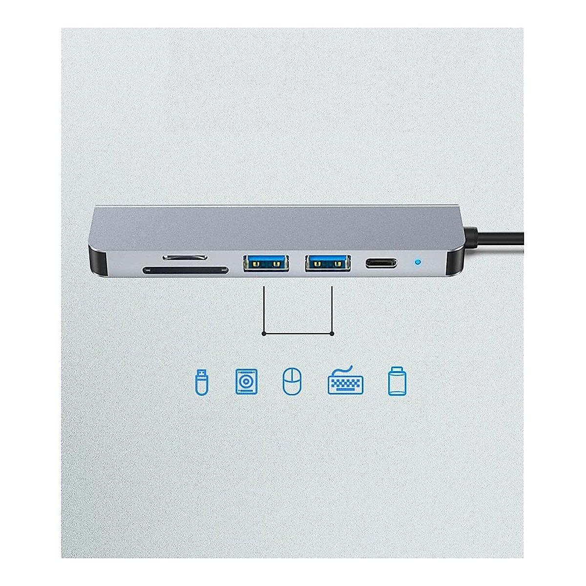 navor USB C Hub 6 in 1 with 4K HDMI Resolution, 87W PD, 1 USB 3.0 & 1 USB 2.0, TF/SD Reader, Compatible with All Type-C Channel Computers, Thunderbolt 3/4, Samsung S8, S9, S10, Huawei10, mate10pro