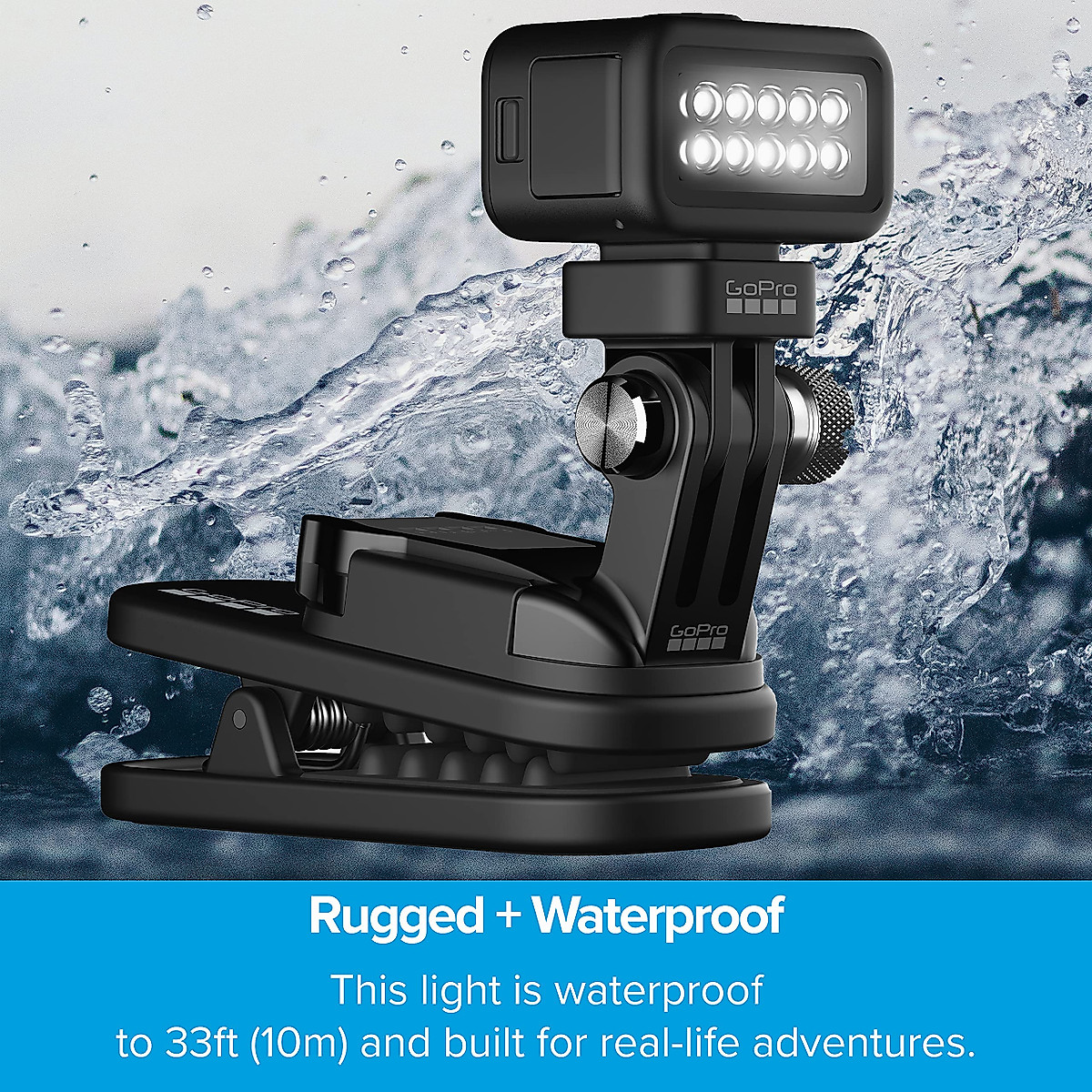 GoPro Zeus Mini Rechargeable LED Light Magnetic 360 Degree Swivel Clip Light with Brightness between 20 – 200 Lumens - Official GoPro Accessory (ALTSK-002)