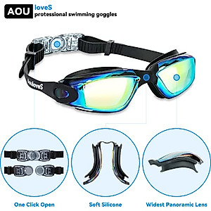 Aouloves Swim Goggles,Anti Fog No Leaking Clear Vision Water Pool Swimming Goggles for Adult Men Women Youth
