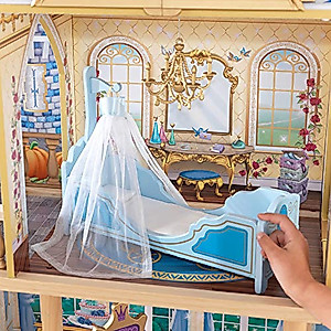 KidKraft Disney® Princess Cinderella Royal Dream Wooden Castle Dollhouse, Over 4 Feet Tall with 12 Pieces, Blue, Gift for Ages 3+
