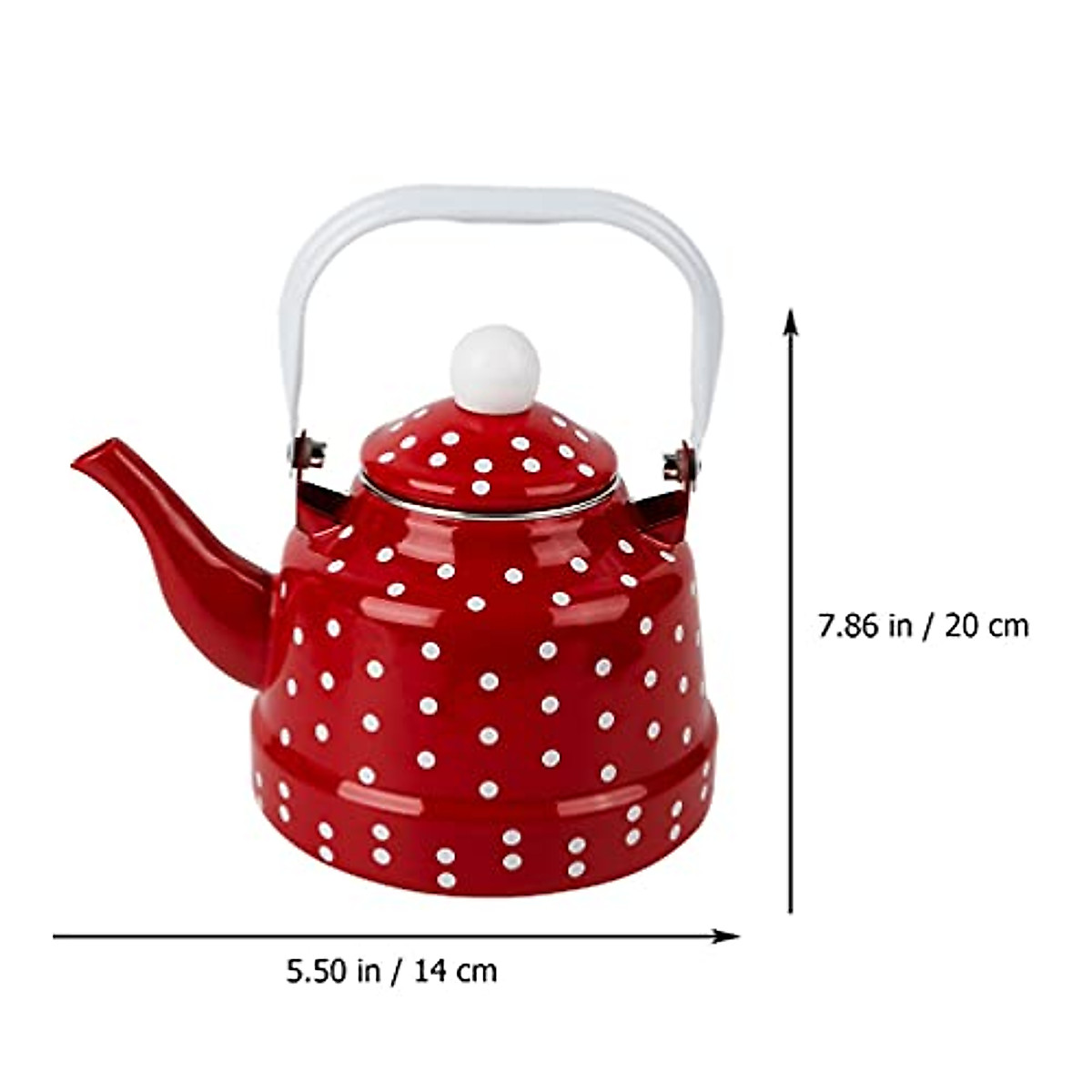 DOITOOL Tea Kettle Tea Kettle Tea Kettle Red and White Kettle Enamel Tea Kettle Creative Stove Teapot for Home (1. 1L) Enamel Pot Insulated Water Bottle Glass Water Bottles