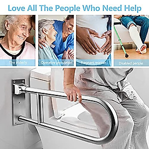 29.5 INCH Toilet Grab Bar Stainless Steel Handicap Rails Grab Bars Bathroom Support for Elderly Bariatric Disabled Commode Safety Hand Railing Guard Frame Shower Assist Aid Handrails Hand Grips