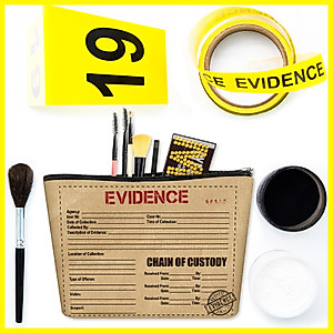Oudain 4 Pcs Evidence Bags Evidence Makeup Bag Evidence Pencil Bag Novelty Zipper Pouch True Crime Bags for Women Office