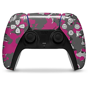 WraptorSkinz Skin Wrap compatible with Sony PS5 DualSense Controller WraptorCamo Old School Camouflage Camo Fuschia Hot Pink (CONTROLLER NOT INCLUDED)