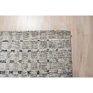 EORC Gray Hand-Knotted Wool Modern Pile Rug Luxurious Area Rug for Adding Contemporary Elegance to Your Living Room, Bedroom, Office, or Home Décor