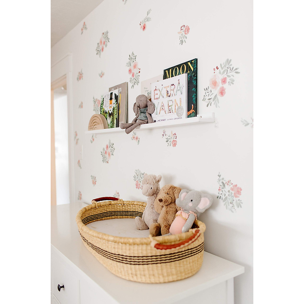 Modern Maxwell Wall Art Decals for Girls Nursery, Bedroom, Living Room “Blush” Watercolor Floral Room Sticker 80 Pieces