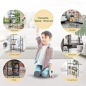 Catalina Creations 4-Shelf Shelving Unit, Adjustable Wire Shelving Rack with with Wheels, Heavy Duty Storage Shelves, Steel Organizer Wire Rack for Kitchen and Garage