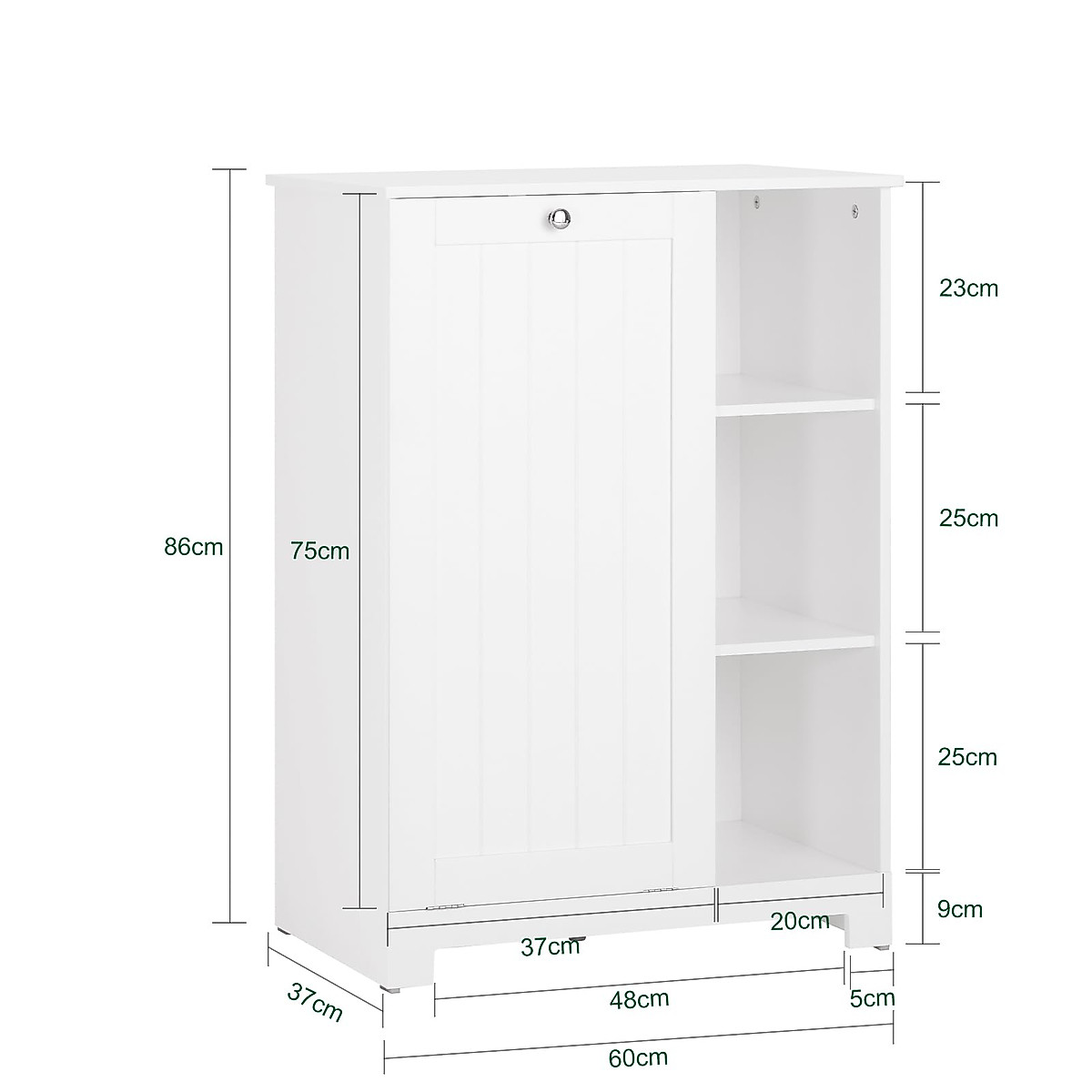 Haotian Bathroom Laundry Cabinet with Tilt-out Hamper, White BZR105-W