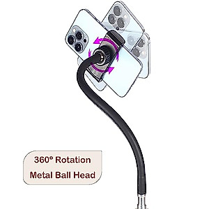 HAITENT Phone Floor Tripod Stand,7.2 Feet Retractable Adjustable Gooseneck Cell Phone Tall Tripod Stand for iPhone 12 Pro Max,iPhone 11 Pro Max,iPhone Xs Max, with Smart Phone Holder Clamp