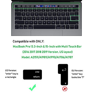ProElife Blue Gradient Keyboard Cover Ultra Thin Keyboard Protector Skin for MacBook Pro with Touch Bar 13-inch 15-inch (Model A2159, A1989, A1990, A1706, A1707) (2019 2018 2017 2016) (Ombre Blue)