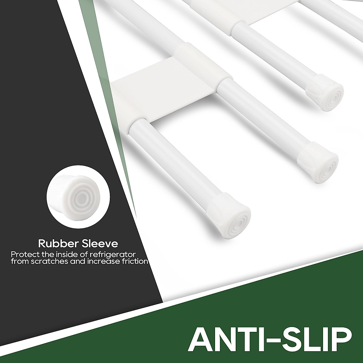 RVGUARD Double RV Refrigerator Bar Adjustable Fridge Tension Rod Holds Food and Drinks in Place Extends Between 16" and 28" for Camper Refrigerator, Kitchen, Cupboard, Bookshelf（2Sets）