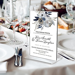 HUANGXIN 5 x 7 Inch Acrylic Clear Sign Holder 15 Pack Table Menu Display Double Sided Clear Poster Stand Frame Shelf Picture Flyer Signs Holders for Office Store Restaurant Hotels Vendor Events