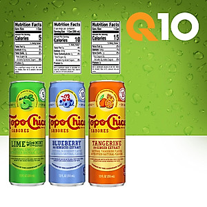 QUALITATT 10 Brand Box, Sabores Sparkling Water Variation Collection, Lime,Tangerine, Blueberry, Box 24 Count 8 Each + 80 Disposable Food Grade Plastic Straws by QUALITATT 10 Brand