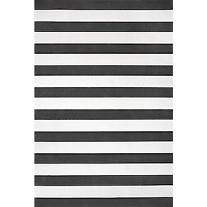 nuLOOM Christa Striped Indoor/Outdoor Area Rug, 9x12, Black