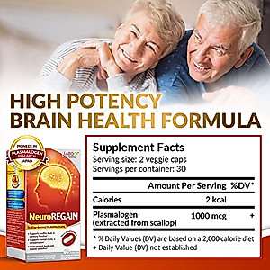 LABO Nutrition NeuroREGAIN - Scallop-derived PLASMALOGEN for Brain Deterioration, Memory, Alertness, Learning, Concentration and Other Cognitive Functions – Suitable for Seniors, Adult Men & Women