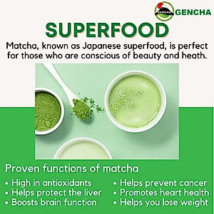 GENCHA Matcha Green Tea Powder, Japanese Organic Matcha Powder (Premium Second Harvest Culinary Grade, 3.52 oz) 2023 New Launch Directly from Japan