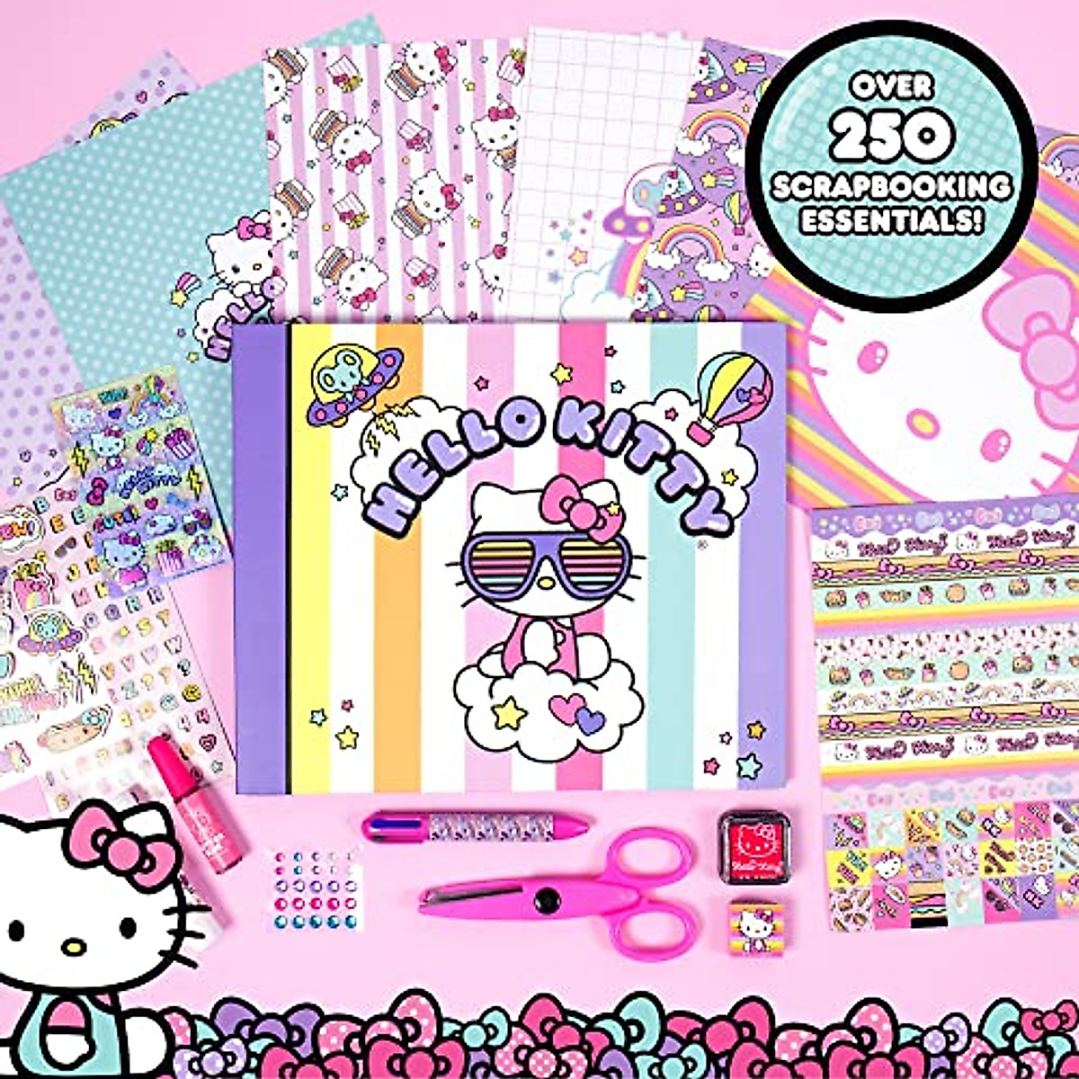 Hello Kitty All-in-One DIY , Design Your Own Scrapbook with Over 250 Scrapbooking Essentials, Great Hello Kitty Toys for Weekend Activity, Photo & Keepsake Album for Kids Ages 5, 6, 7, 8, 9