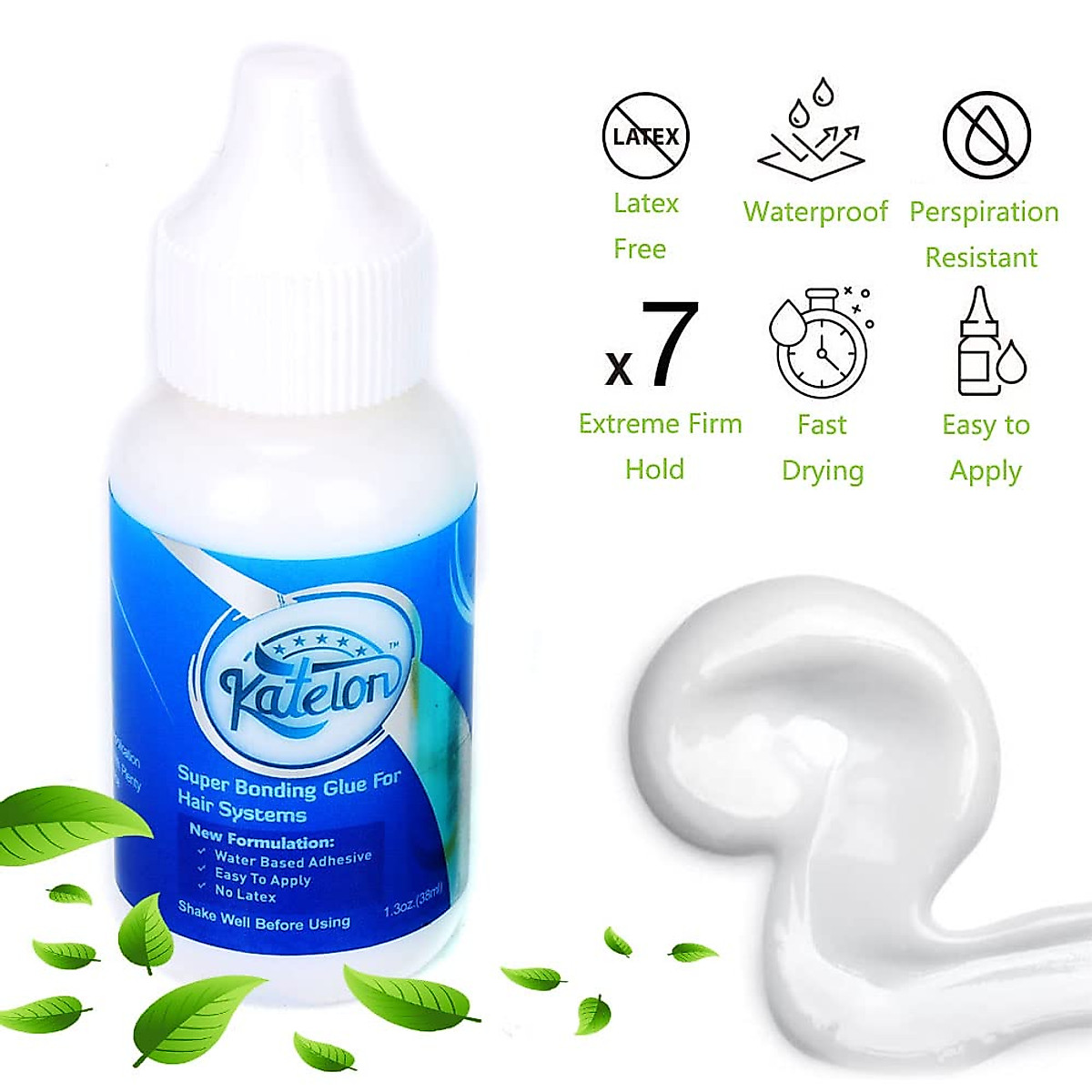 Lace Wig Glue, 1.3oz Invisible Waterproof Bold Hold Lace Wig Glue Waterproof for for Poly and Lace Hairpiece, Wig, Toupee Systems(1 Bottle)