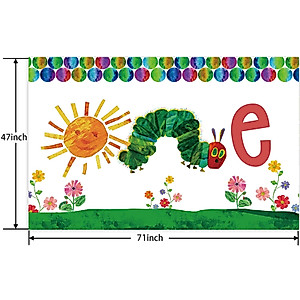 Cartoon Very Hungry Little Green Caterpillar Happy Birthday Banner Backdrop Photo Studio Booth Props Insects Theme Decor for Baby Shower 1st Birthday Party Background Supplies Favors Decorations