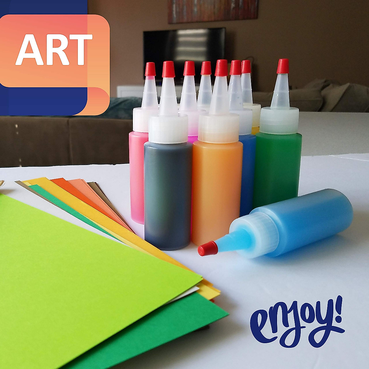 kelkaa 4oz HDPE Durable Plastic Squeeze Bottles with Yorker Red Cap Natural Clear Bottles for Food, Crafts, Any DIY Liquid Products, Multi Purpose Refillable Bottles (Pack of 10)