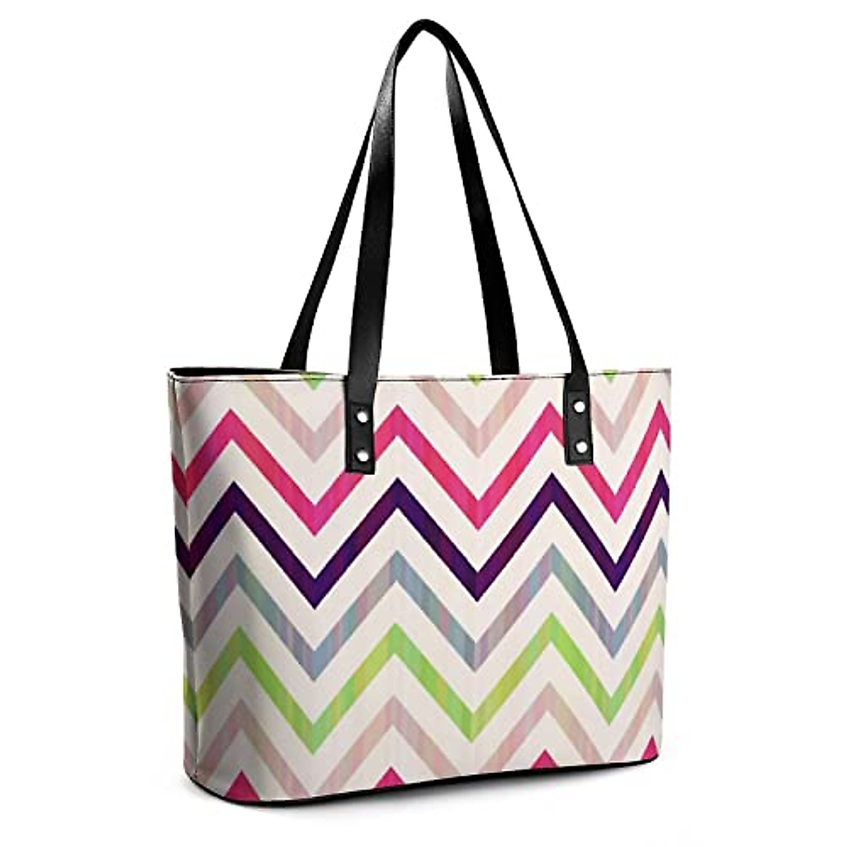 Womens Handbag Rainbow Wave Leather Tote Bag Top Handle Satchel Bags For Lady