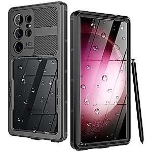 SECONDNUOR for Samsung Galaxy S23 Ultra Case Waterproof,Built-in Lens & Screen Protector [[360°Full Body Protection]] Full-Body Heavy Duty Shockproof Case for Galaxy S23 Ultra 5G 6.8”-(Black)