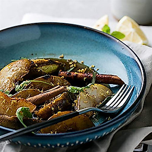 Salad bowl Ceramic Blue Bowl Big Deep Plate Rice Salad Plate Pasta Tapas Ceramic Tableware Soup bowl