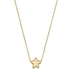 Kendra Scott Jae Star Gold Pendant Necklace in Iridescent Drusy