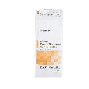 McKesson Woven Gauze Sponges, 16-Ply Non-Sterile, 100% Cotton, 4 in x 4 in, 200 Per Pack, 1 Pack