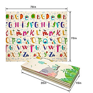 New Upgrade Extra Large Baby Play Mat Foldable Reversible Non Toxic Foam Crawl Playmat Waterproof Kids Baby Toddler Outdoor or Indoor Use(0.4/0.6in)
