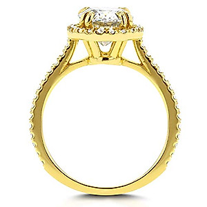 Kobelli Oval Moissanite and Lab Grown Diamond Halo Engagement Ring 1 4/5 CTW 14k Yellow Gold (GH/VS, DEF/VS), 8
