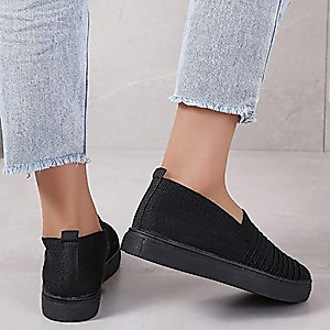 Leewos Women Work Tennis Shoes Fashion Sneakers Lightweight Soft Cushion Safety Shoes Summer Dressy Sneakers Running Shoes Black