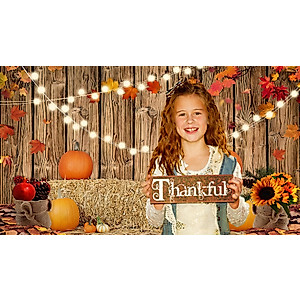 YYNXSY Fall Thanksgiving Photo Backdrop Autumn Retro Board Backdrops Wooden Fence Haystack Pumpkin Photo Background Thanksgiving Party Decorations Studio Photography Props 7X5FT YY-2516