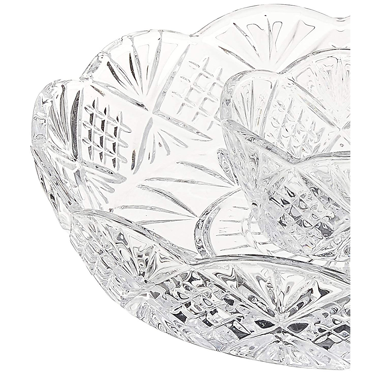 Godinger Crystal Appetizer Serving Platter for Parties Chips and Dip or Snacks Hosting Plate