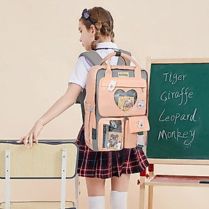 Kawaii Pin Display Backpack with Cute Pins - Cute Aesthetic Bookbag for Teen Girls & Elementary Middle School Girls