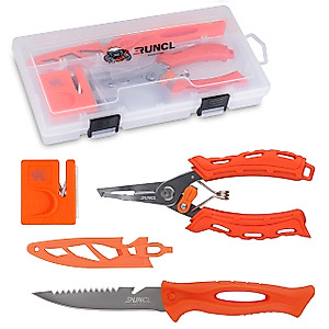RUNCL Fishing Fillet Knife Combo Set, Bait Knife Fishing Tools Kit With 4" Fillet Knife, Sharpener, Fishing Pliers and 3500 Tackle Box