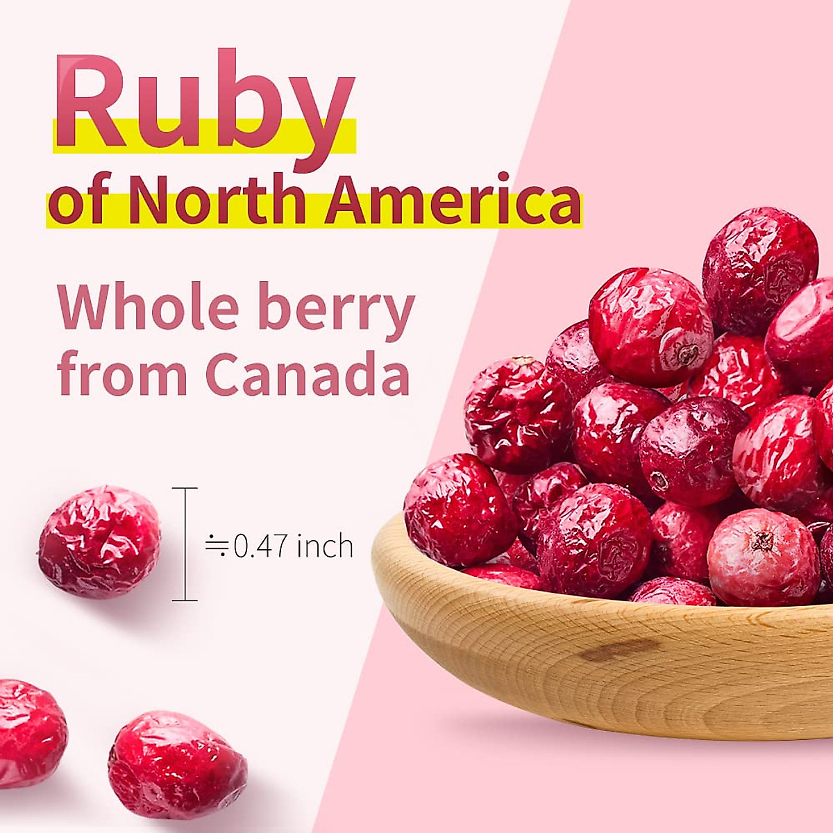 Frenature Freeze Dried Cranberries, Natural Freeze Dried Fruits, Canada Whole Dried Cranberries, Camping Food & Healthy Snacks, Gluten Free and Vegan, 1.27 Ounce (Pack of 2)