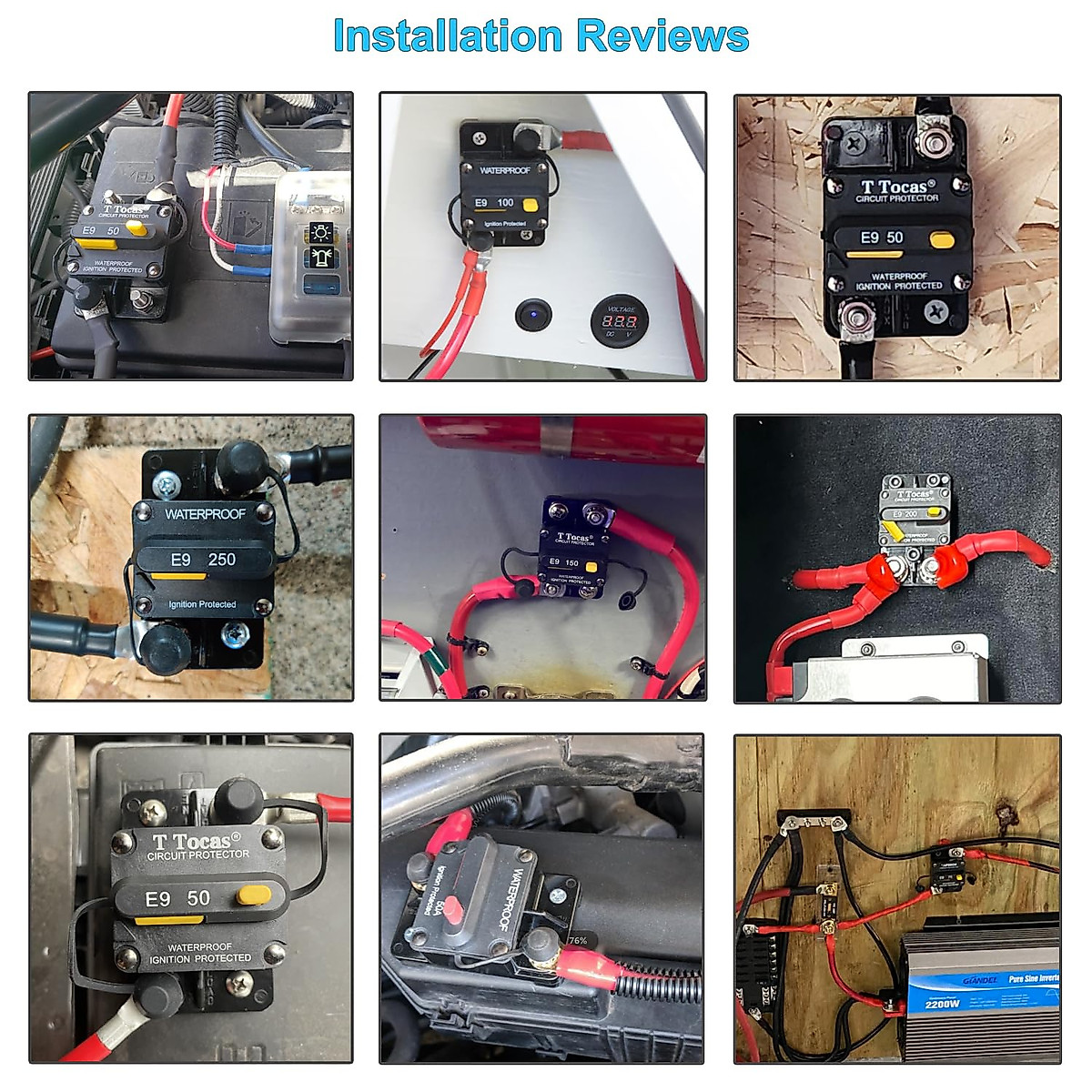 T Tocas 150A Amp Circuit Breaker for Boat Trolling Motor Marine ATV Vehicles Stereo Audio Battery Solar System Inline Fuse with Manual Reset Switcher Waterproof DC 12V-48V