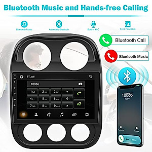 for 2010-2016 Jeep Compass Radio, Android 10 Car Stereo Radio 10.1 Inch Touch Screen Car Audio Receiver with GPS Navigation Bluetooth Head Unit Supports Backup Camera WiFi Mirror Link FM CANBUS