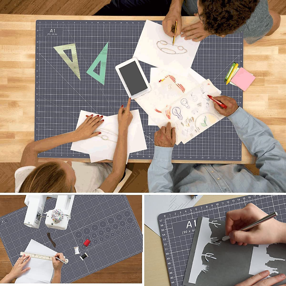 Headley Tools 24 x 36 Inch Large Self Healing Cutting Mat, Durable A1 Double Sided 5-Layer Craft Cutting Board for Fabric, Quilting, Sewing, Hobby, Scrapbooking, Arts and Crafts Project, Dark Gray