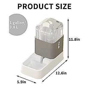 BNOSDM Automatic Cat Feeder for Indoor Cats Gravity Feeders ＆ Waterer Set Dogs Food and Water Dispenser Pet Feeding Bowl 3.5L /1 Gallons for Small Medium Big Dog Pets Puppy Kitten Gray