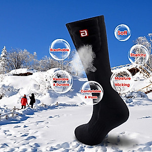 Mognolia Heated Socks Women Men,Rechargeable Footwarmer for Skiing Camping Hiking Snowboarding Cozy Sox