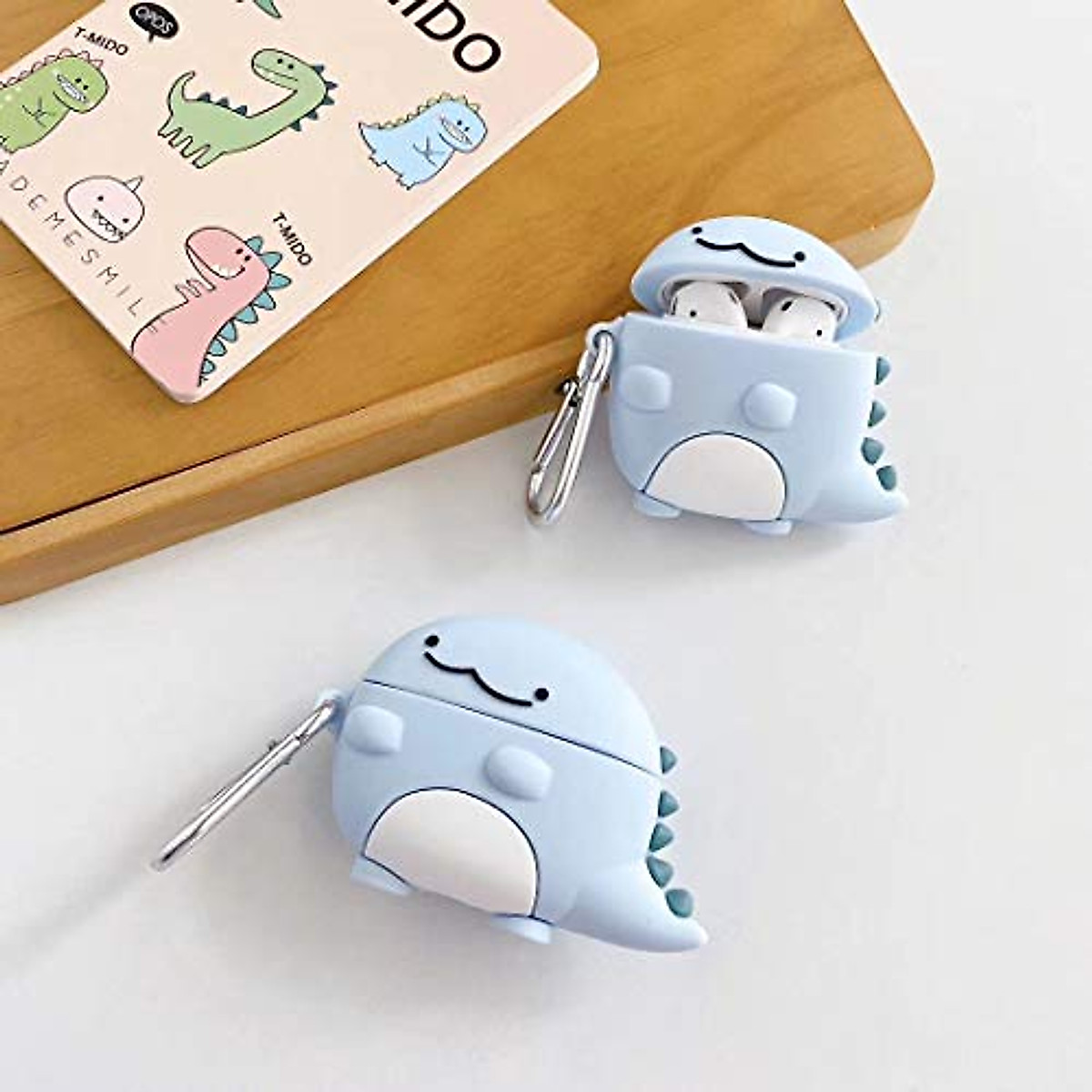 Gtinna for AirPods Case,3D Funny Cartoon Cute Cool Design AirPods Case,Accessories Carabiner Protective Fashion Character Skin Soft Silicone Cover for Apple AirPods 2&1 (Dragon)