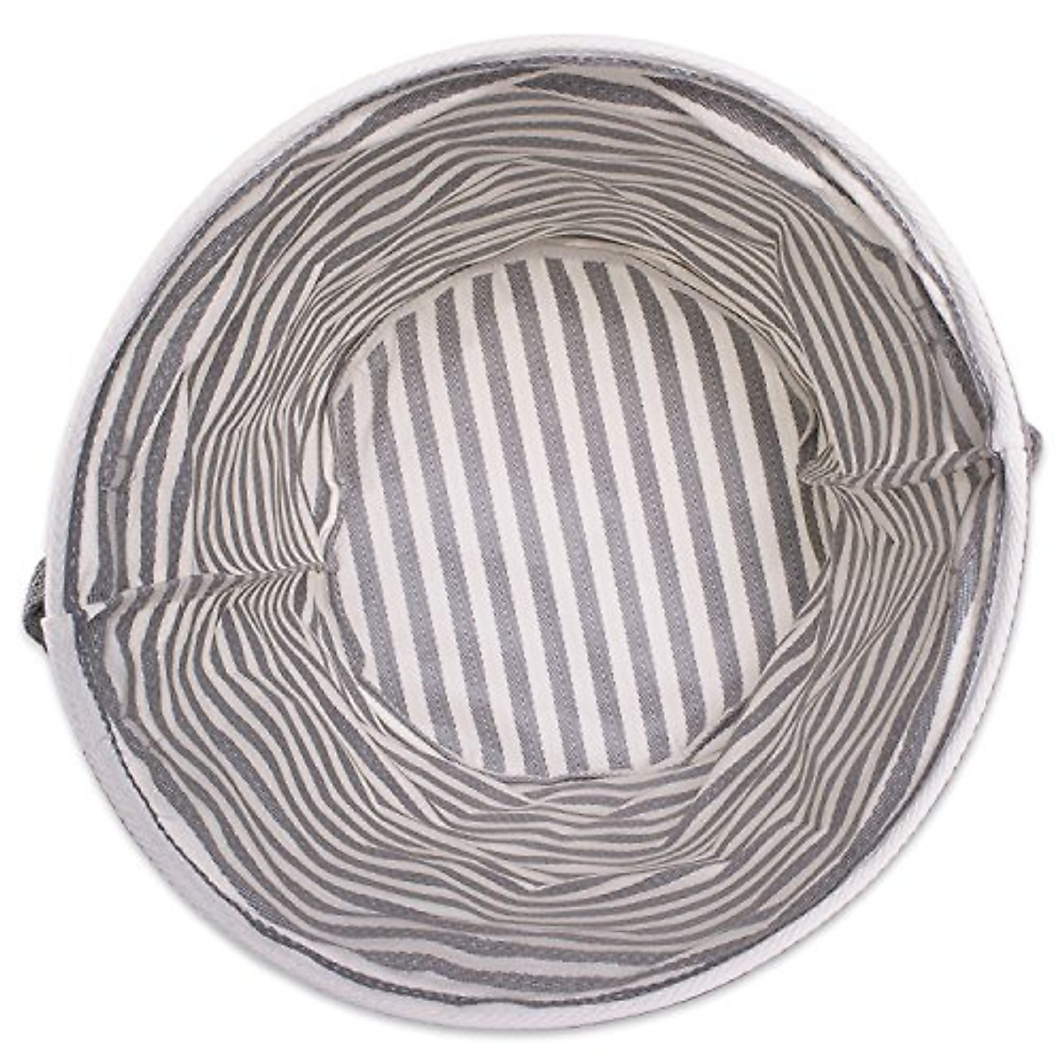 DII Laundry Storage Collection Cabana Stripe Collapsible and Waterproof Bins, Round Hamper, 13.75x20, Black