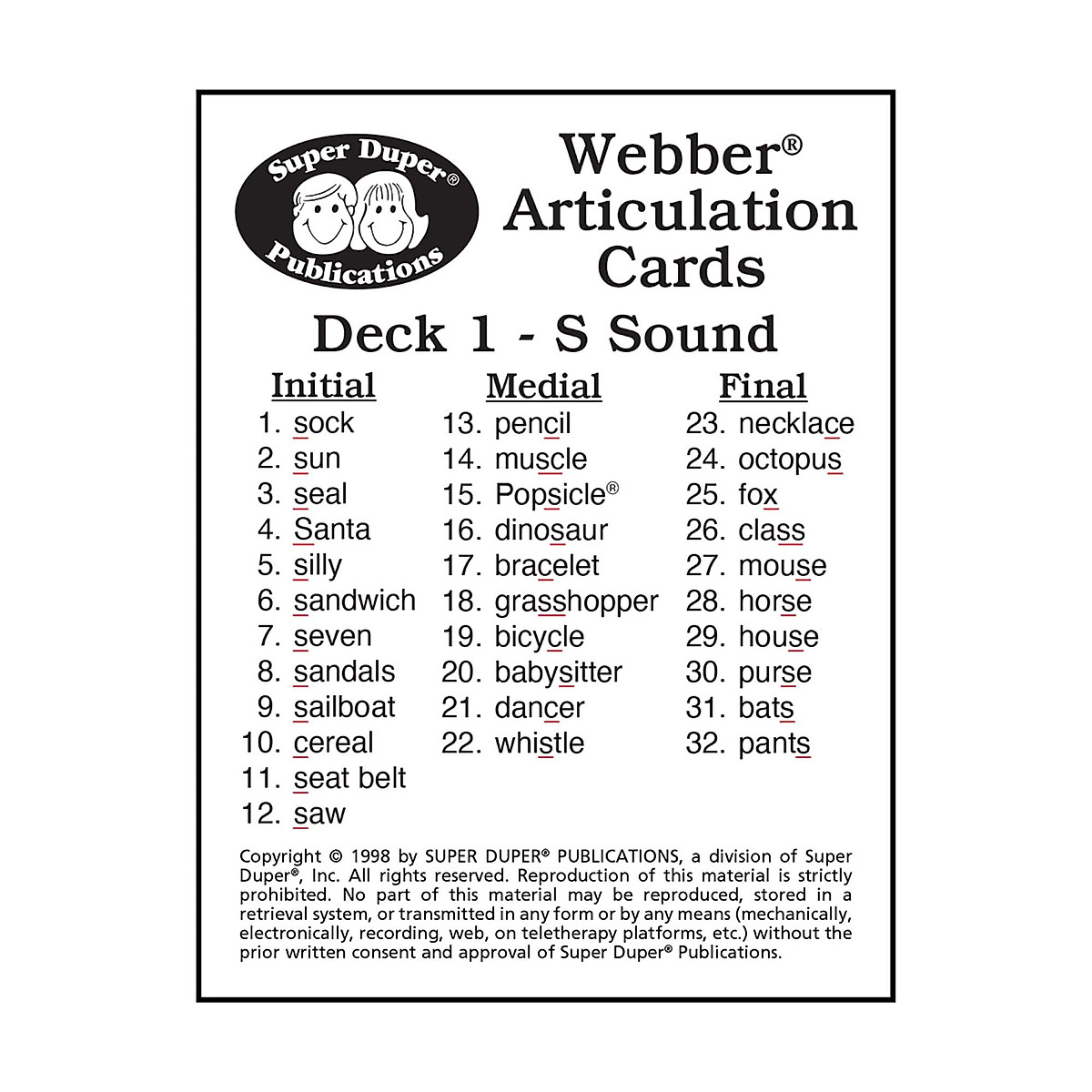 Super Duper Publications | Articulation S Sound Fun Deck | Vocabulary and Language Development Flash Cards | Educational Learning Materials for Children
