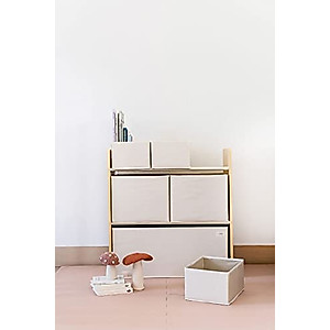 3 Sprouts Multi-Bin Toy Organizer with Recycled Fabric Storage Bins in Cream