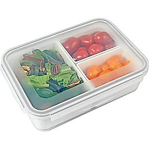 carrotez Food Storage Container with 3 Removable Compartments, Food Prep Container with Airtight Lids, Portion Control Container, Reusable, BPA Free, 6.3 Cup (1500ml)
