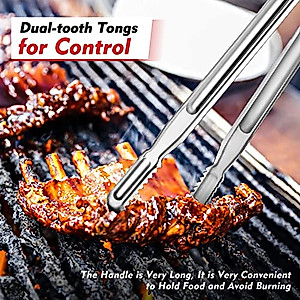 3 Pieces Grill Tongs for Cooking BBQ, 12 & 16" Extra Long Kitchen Tongs,Premium Stainless Steel Tongs,Heavy Duty Grilling Tongs for Cooking,Barbecue, Buffet