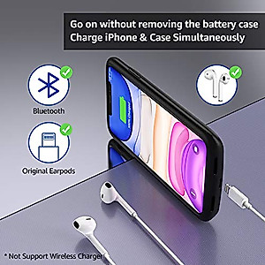 OMEETIE Battery Case for iPhone 11, 5000mAh Slim Portable Protective Charging Case Rechargeable Battery Charger Case Only for iPhone 11 (6.1 inch) (Compatible with Earphones) - Black